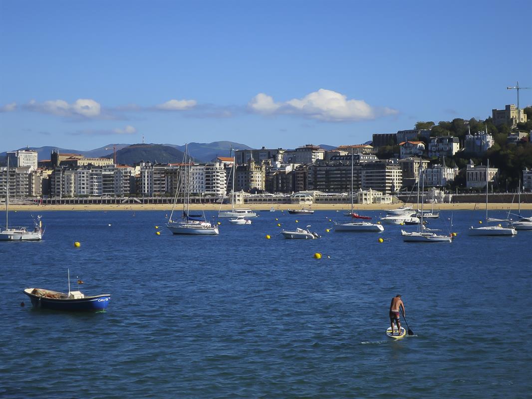 San Sebastián from the sea by boat or kayak